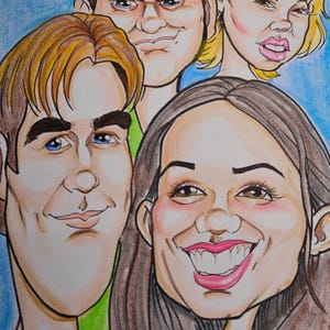Caricature Portrait- 4 Faces in Color - Etsy