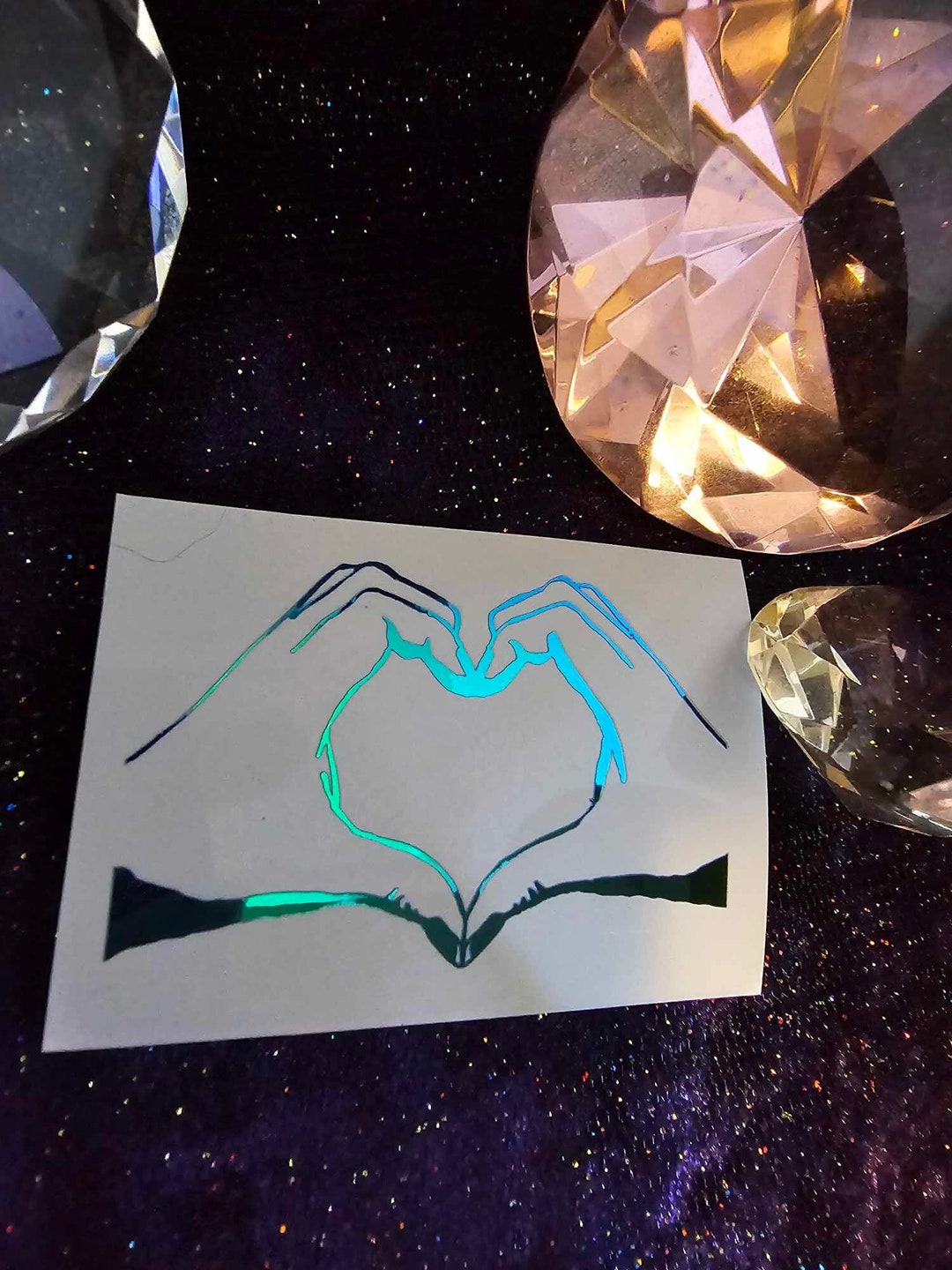 Heart Hands Vinyl Decal in Shimmering Holographic or Alternate Colors ...