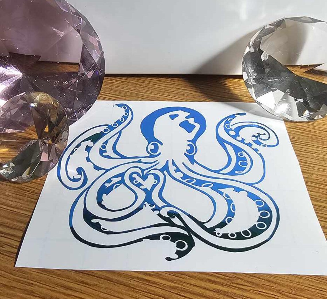 Octopus Vinyl Decal in Shimmering Holographic or Alternate Colors Made ...