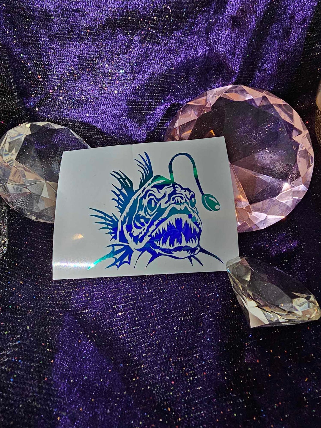 Angler Fish Vinyl Decal in Shimmering Holographic or Alternate Colors ...