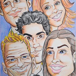 Caricature Portrait- 4 Faces in Color - Etsy