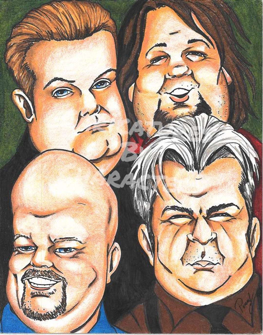 Caricature Portrait- 4 Faces in Color - Etsy