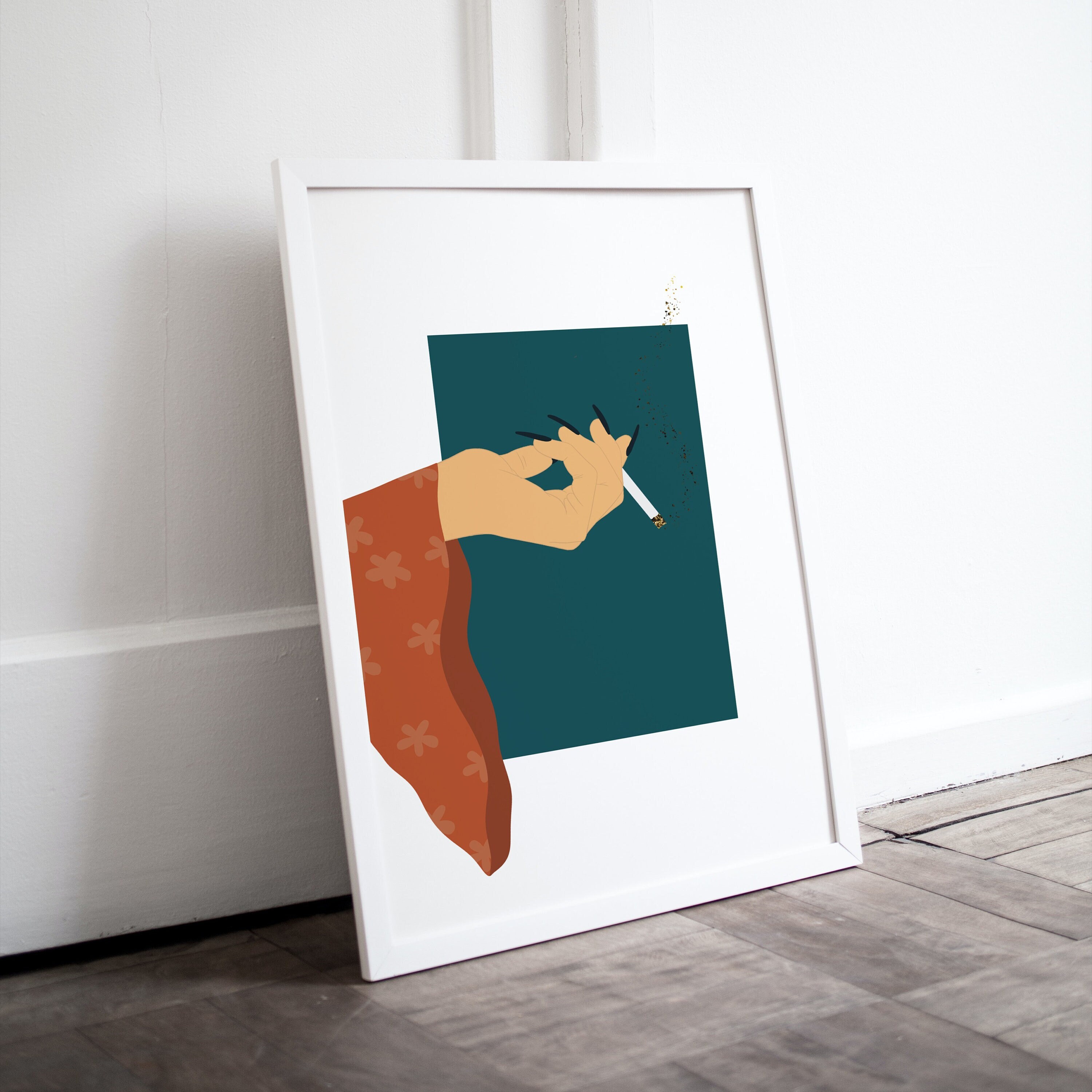 Smoking Glitter Art Print Smoking Art, Retro Art, Quirky Art Prints ...