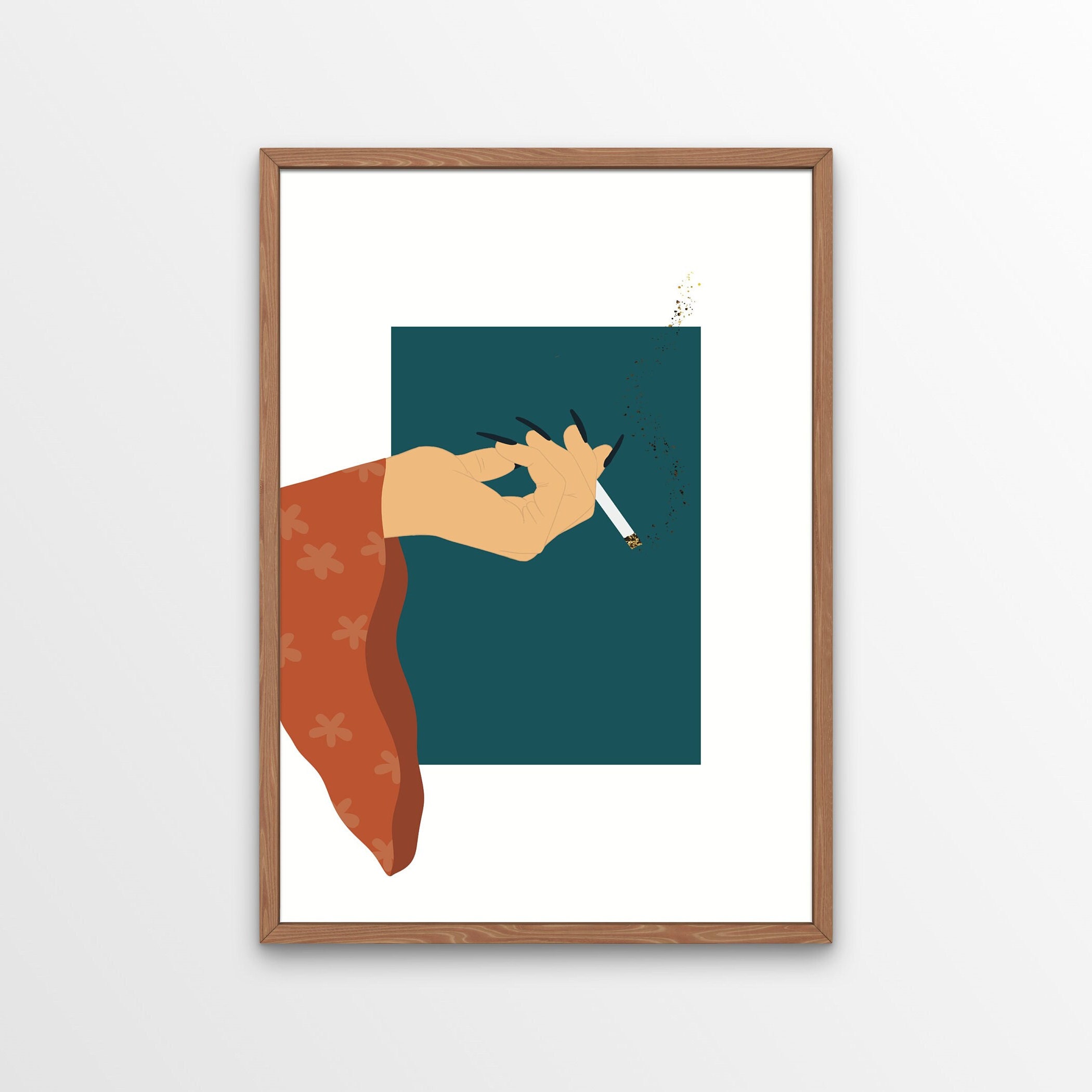 Smoking Glitter Art Print Smoking Art, Retro Art, Quirky Art Prints ...