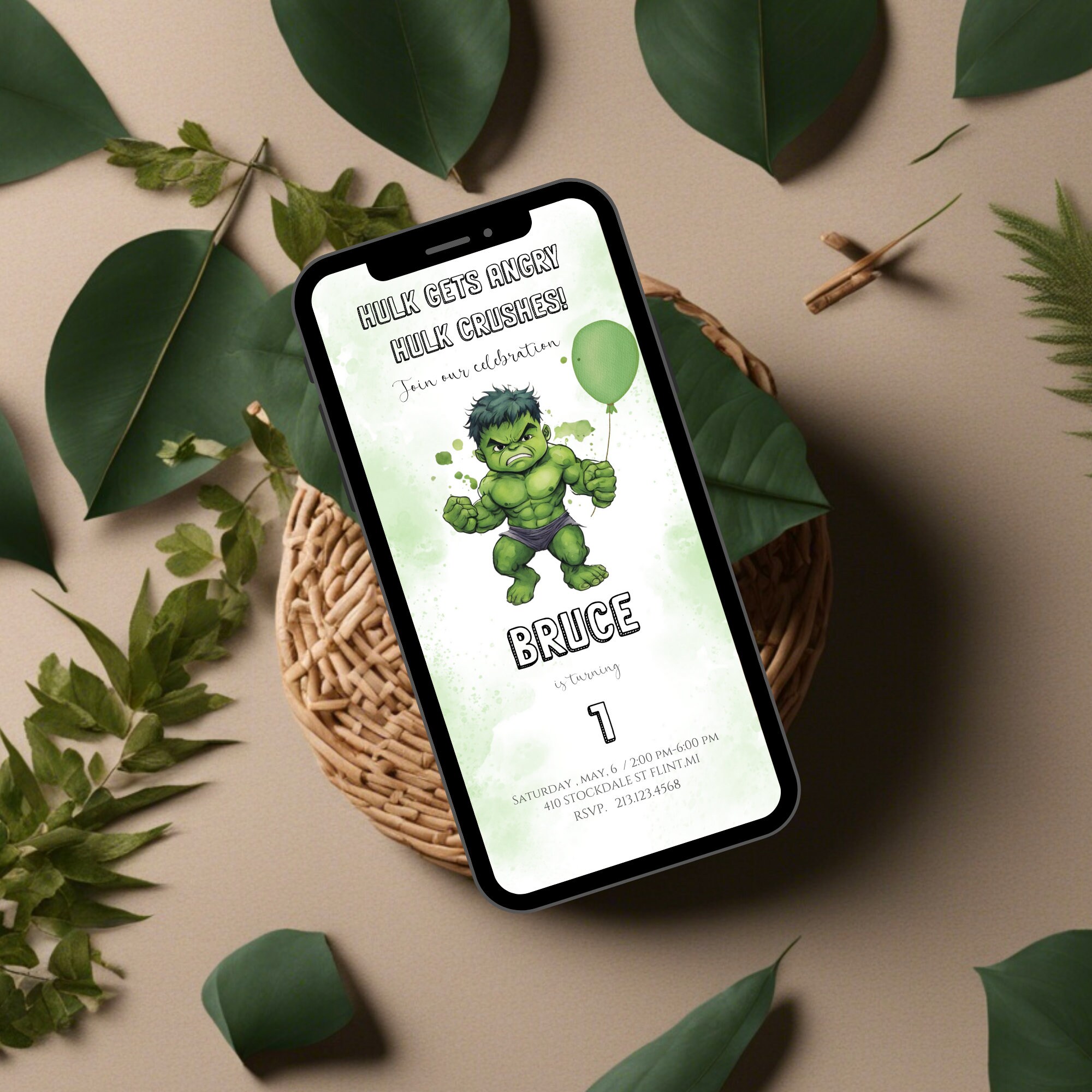 Electronic Hulk Birthday Invitation Template, Superhero Birthday Invite, Avengers Birthday ...