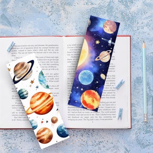Space Bookmark Printable, Planets Rocket Bookmark Gift, Galaxy Gift ...