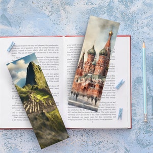 World Travel Bookmark Printable, Watercolor Famous Landmark Bookmark ...