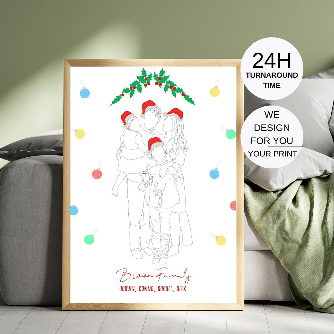 Custom Line Drawing Custom Family Drawing From Photo, Personalized ...
