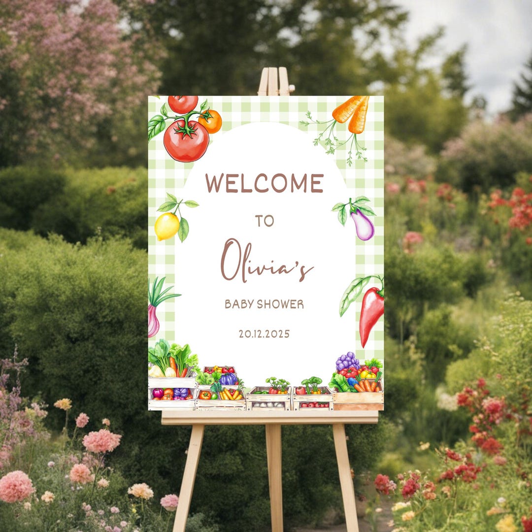 Editable Farmers Market Baby Shower Welcome Sign, Locally Grown Baby ...