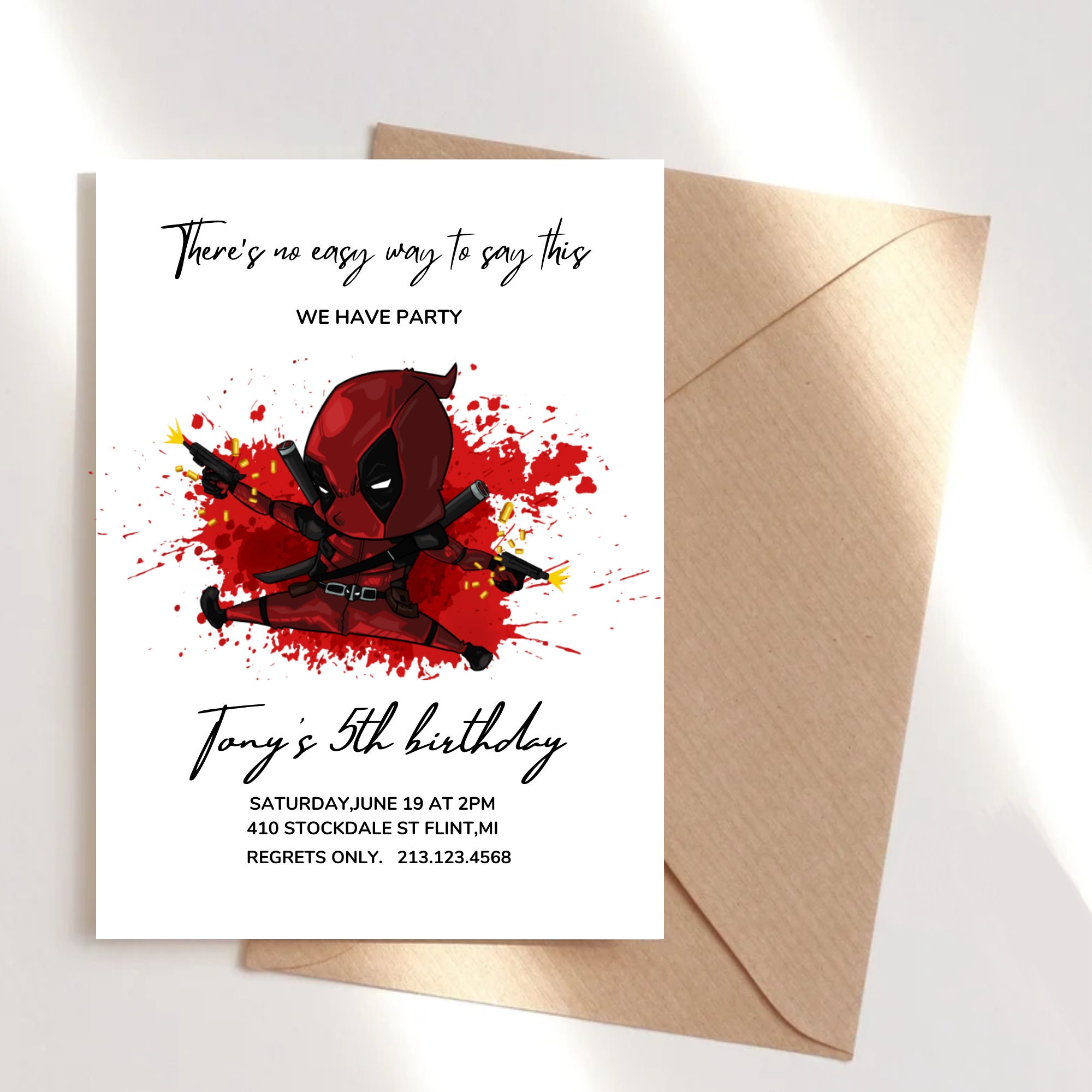 Invitación de cumpleaños de Deadpool Invitación de cumpleaños - Etsy México