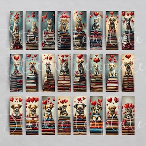 Valentine's Day Bookmarks Printable, Book Lovers Designs, Digital Cat ...