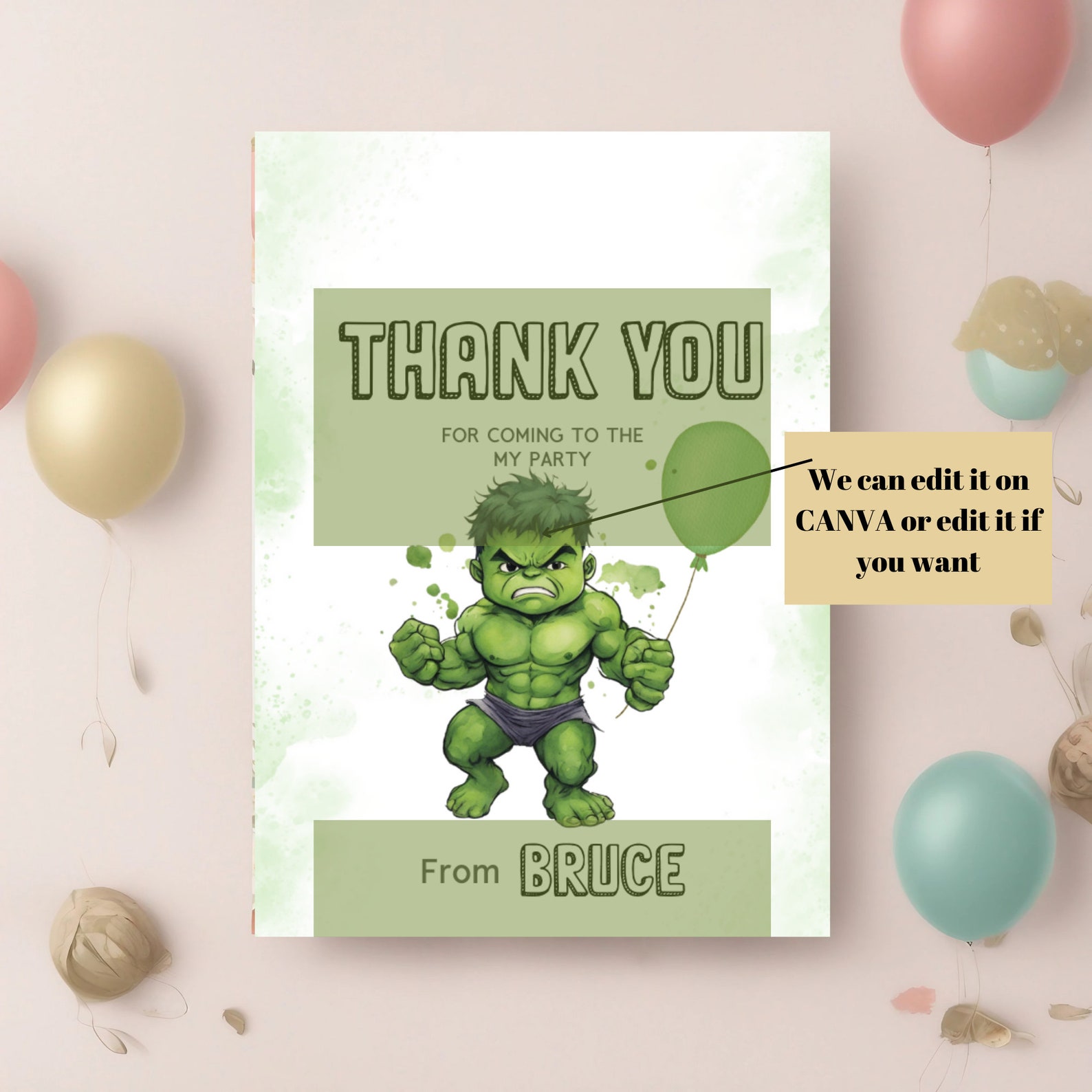 Superhero Thank You Tag Template, Editable Thank You Tag, Hulk Tag ...