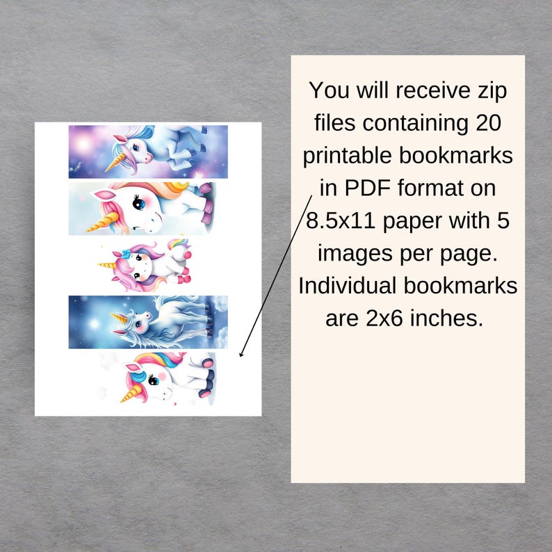 Unicorn Bookmarks Printable, Book Lovers Designs, Digital Baby Unicorn ...