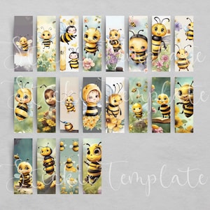 Bees Bookmark Printable, Digital Bee Bookmark, Book Lovers Designs ...