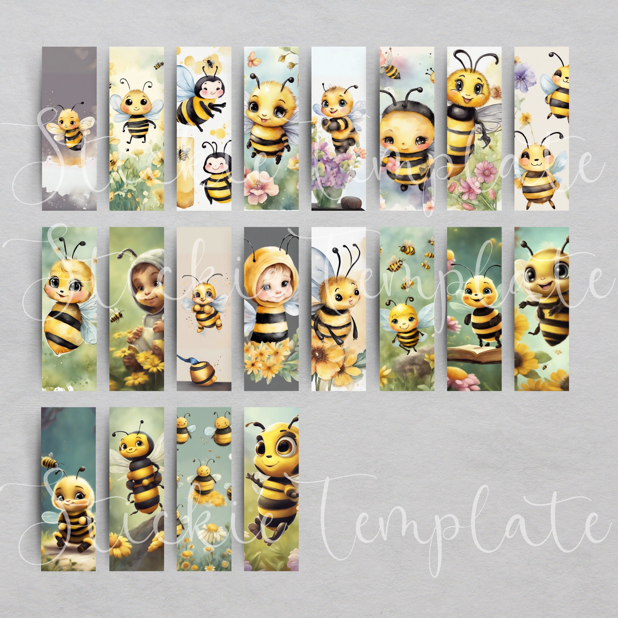 Bees Bookmark Printable, Digital Bee Bookmark, Book Lovers Designs ...