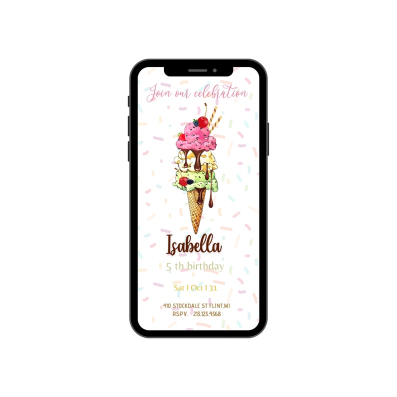 Editable Ice Cream Birthday Invitation Ice Cream Birthday - Etsy