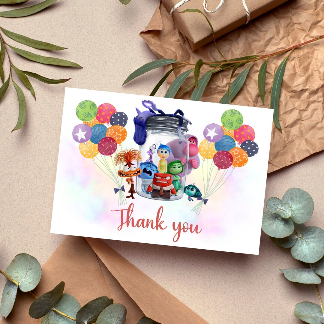 Inside Out 2 Thank You Card, Inside Out Birthday Thank You Card, Inside ...
