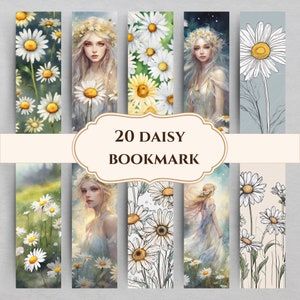 Flowers Bookmark Printable, Daisy Flowers Lovers Designs, Digital ...