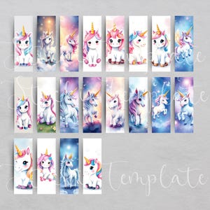 Unicorn Bookmarks Printable, Book Lovers Designs, Digital Baby Unicorn ...