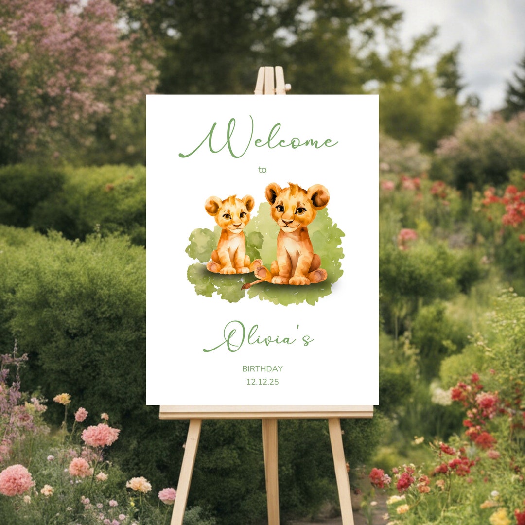Lion King Welcome Sign, A Little King Party Invitation, Welcome Sign ...