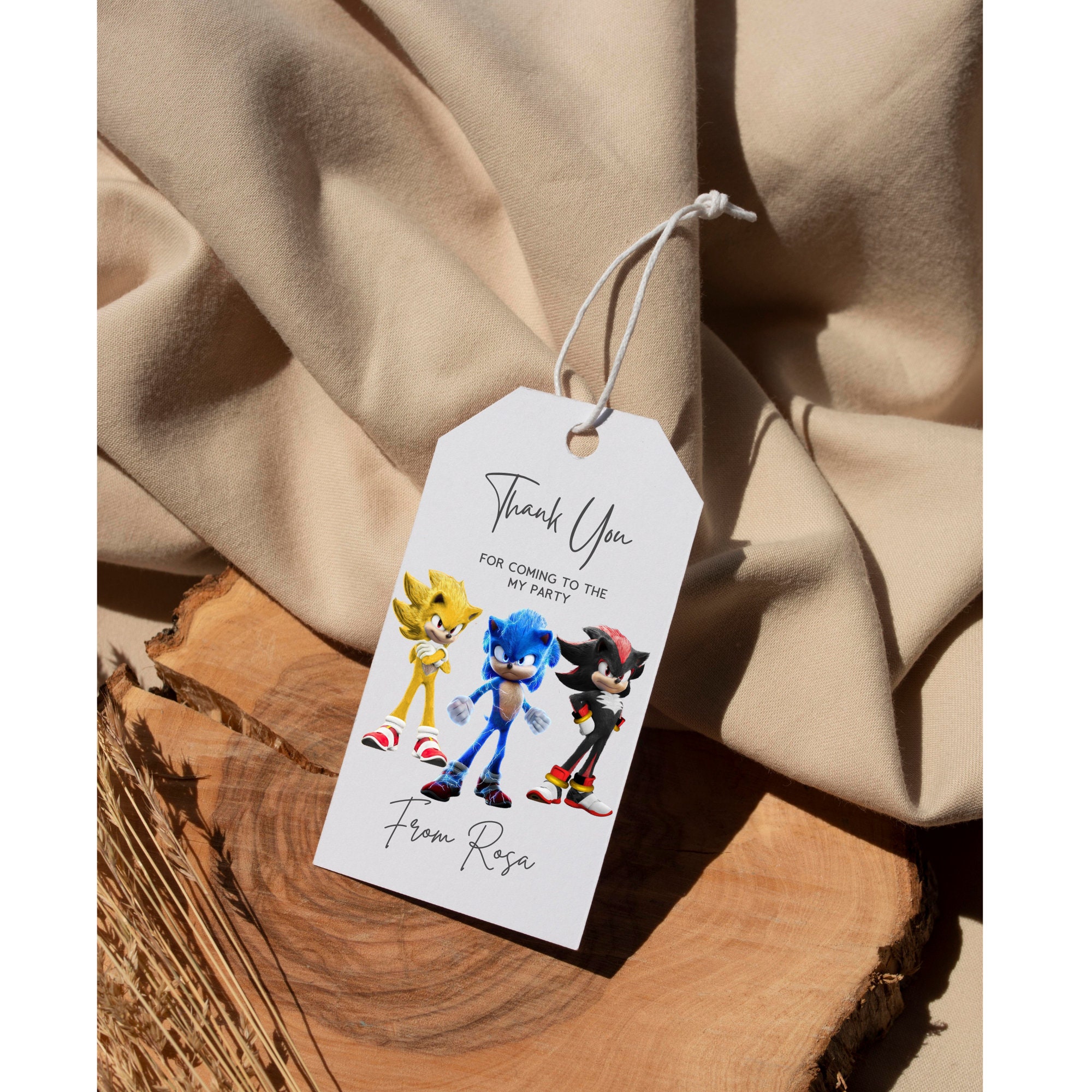 Sonic Thank You Tag Template, Editable Thank You Tag, Birthday Tag ...