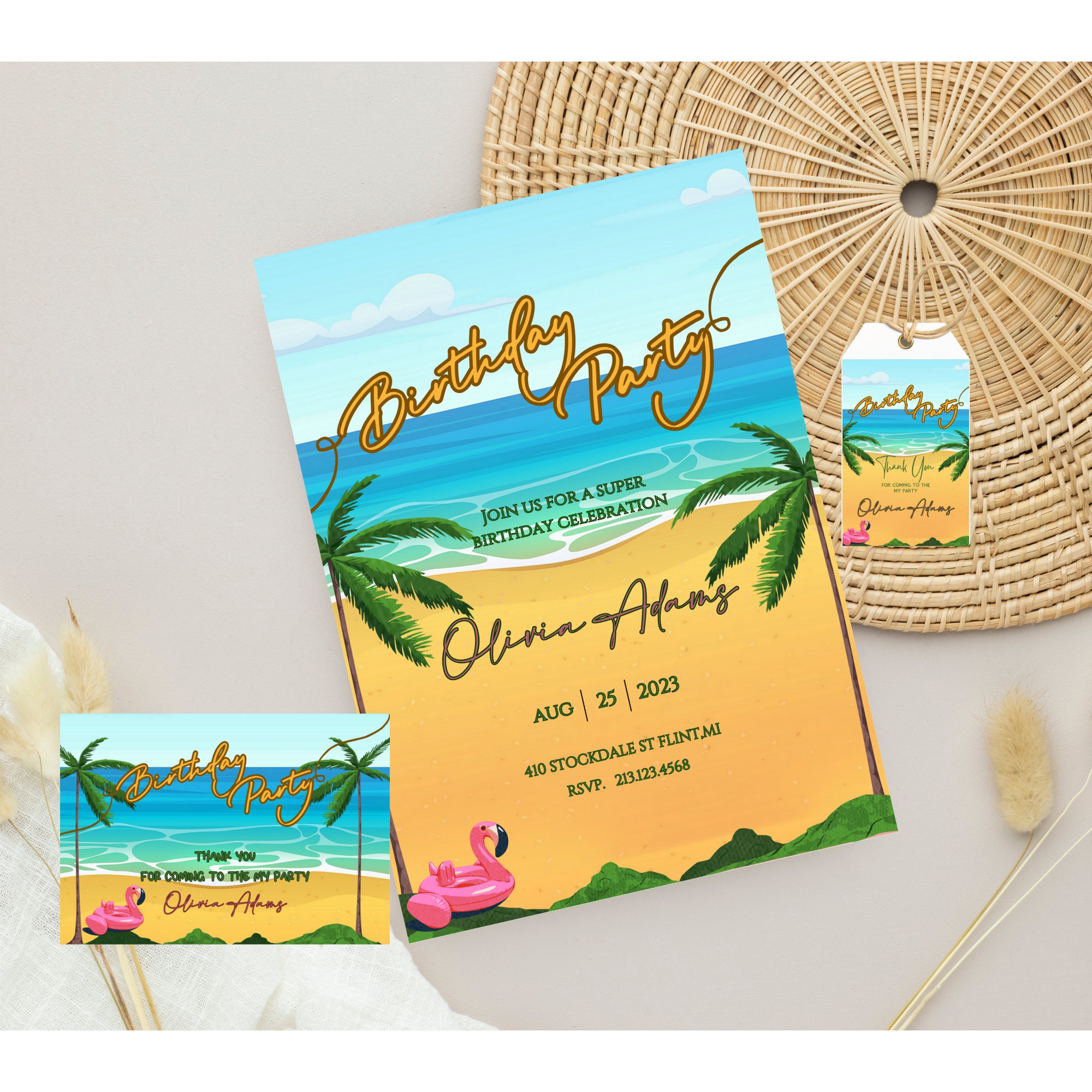 Beach Party Invitation Template, Beach Invite, Printable Invite ...