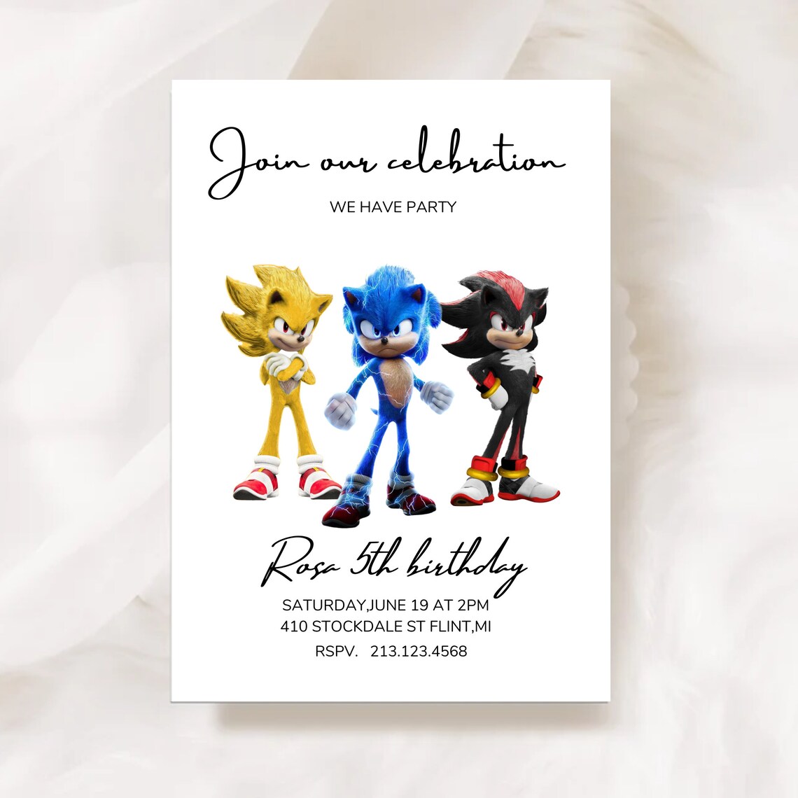 Sonic Invitation Plantilla de invitación de cumpleaños de - Etsy España