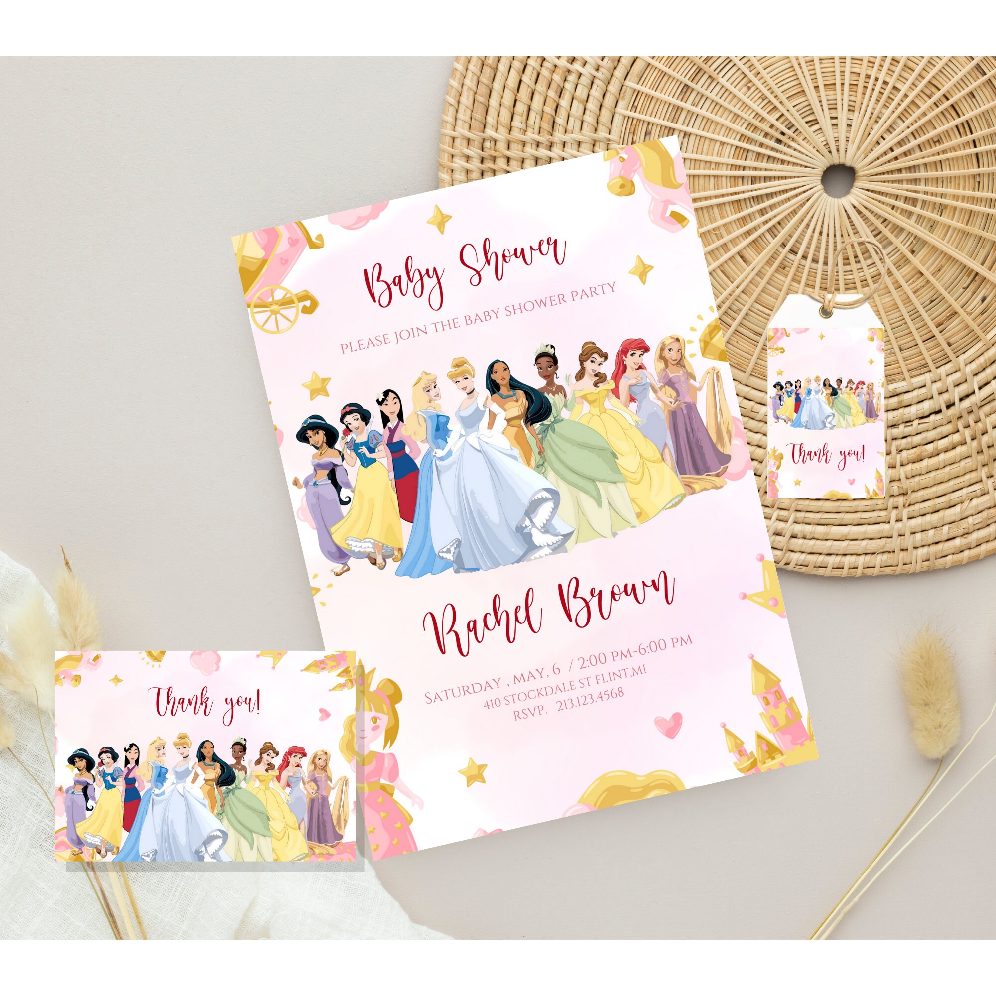 Princess Baby Shower Invitation, Princesses Baby Shower Party ...