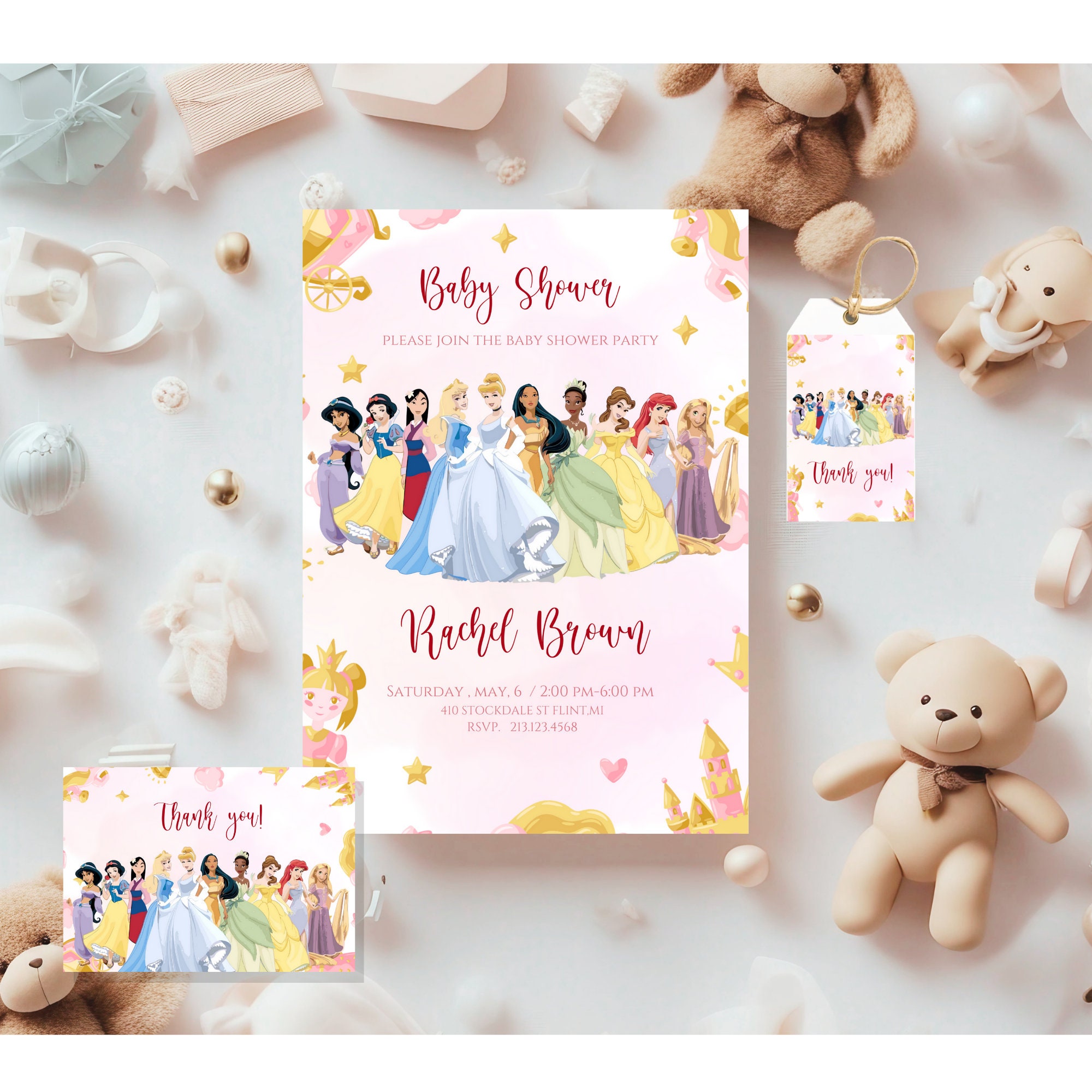 Princess Baby Shower Invitation, Princesses Baby Shower Party ...