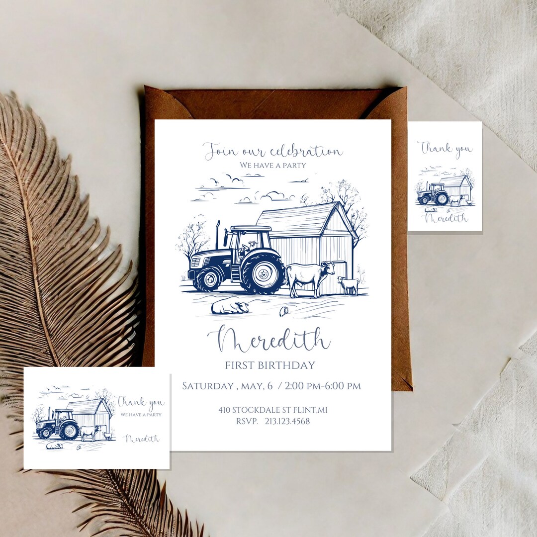 Farm Birthday Invitation, Editable Barn Animals Party Invite Template ...