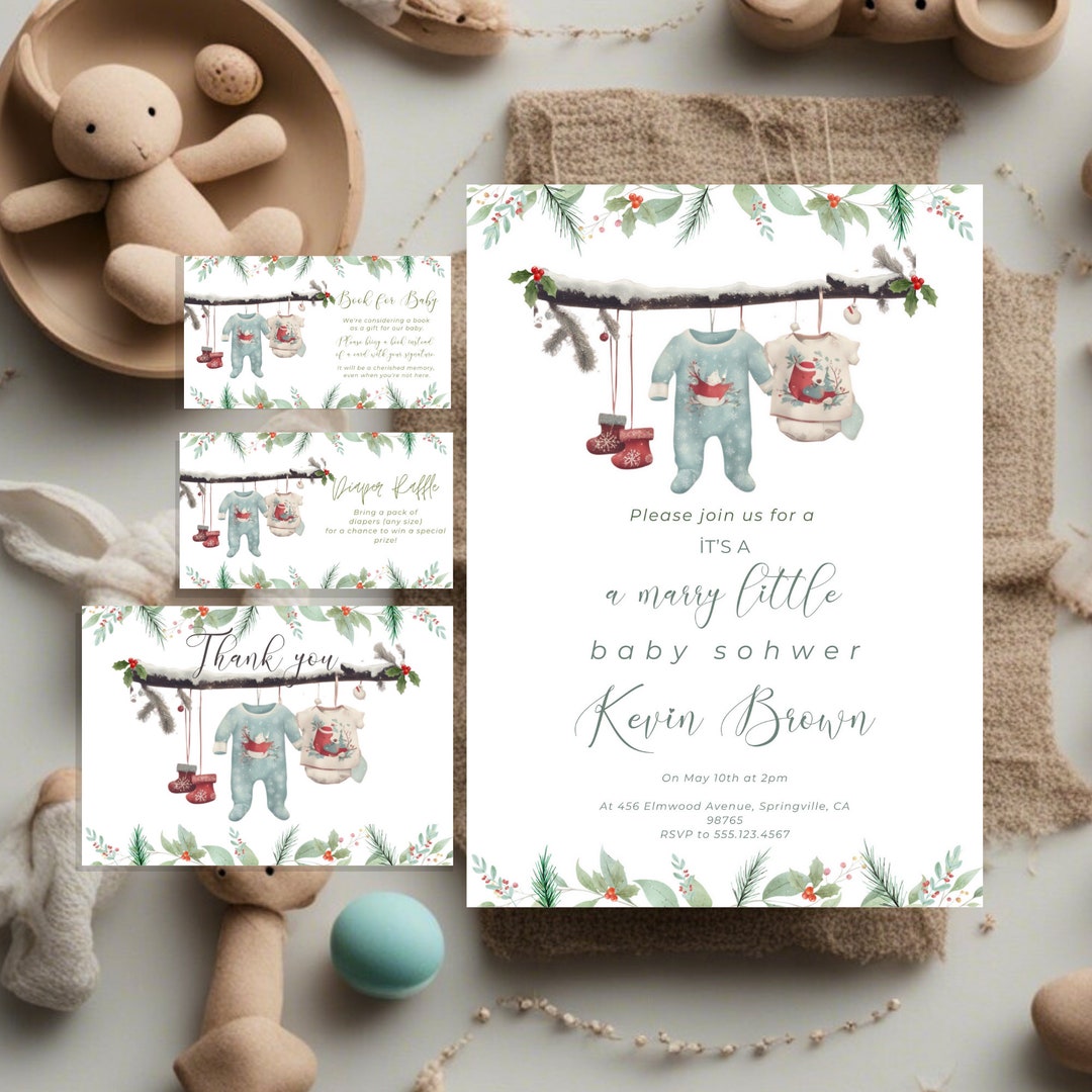 Plantilla de invitación para baby shower de invierno, invitación ...