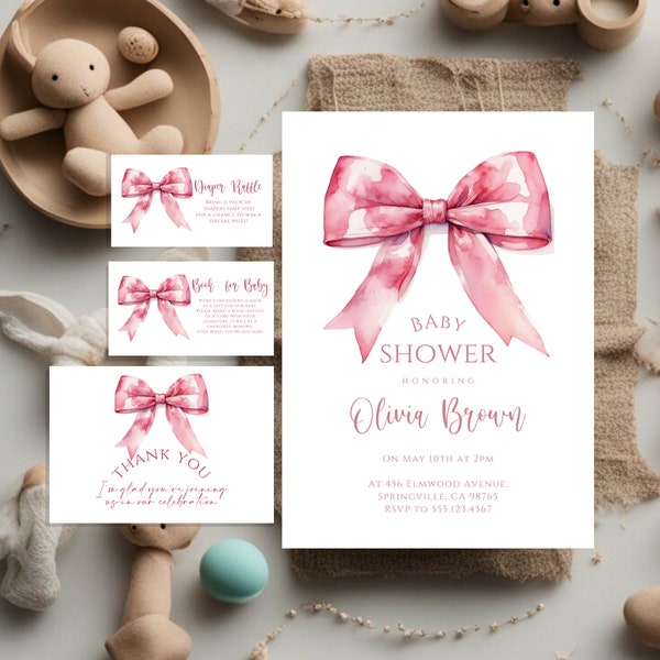 Pink Bow Baby Shower - Etsy