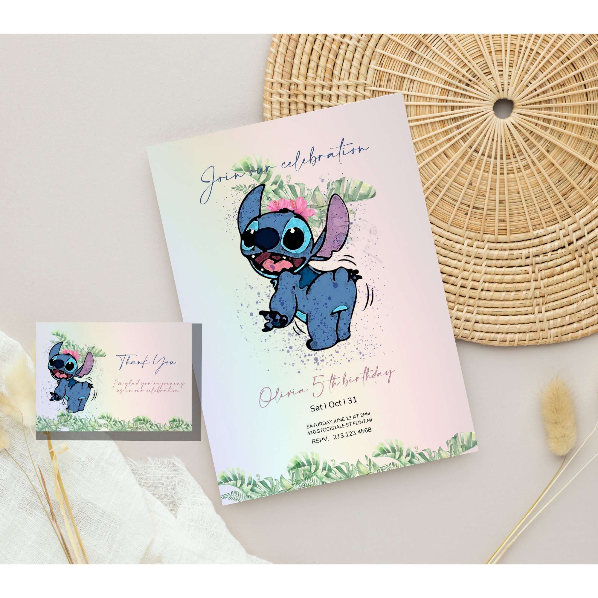 Stitch Birthday Girl Invitation Template Personalized Digital - Etsy