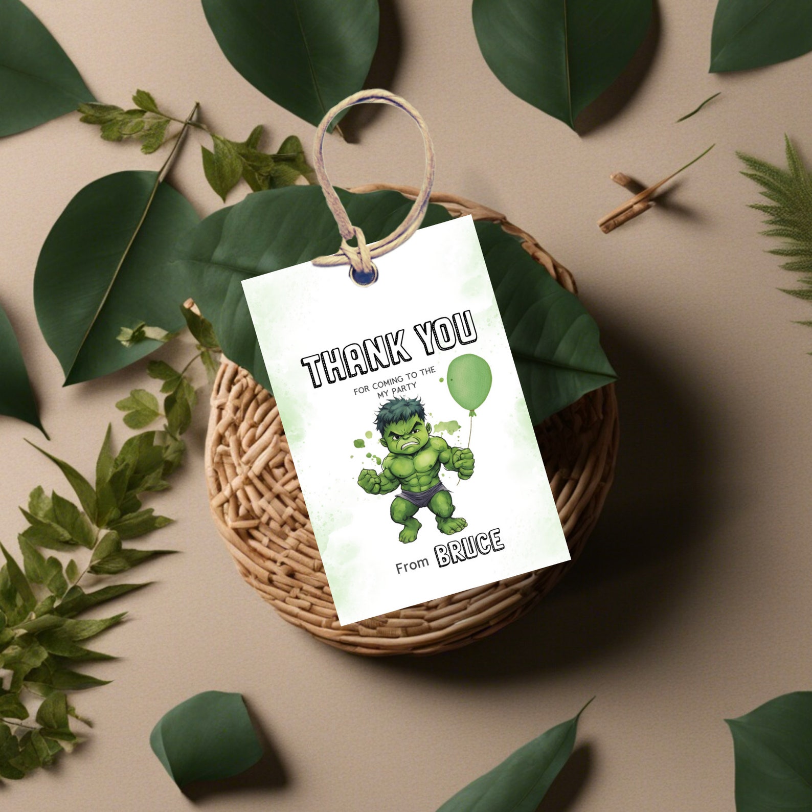 Superhero Thank You Tag Template, Editable Thank You Tag, Hulk Tag ...