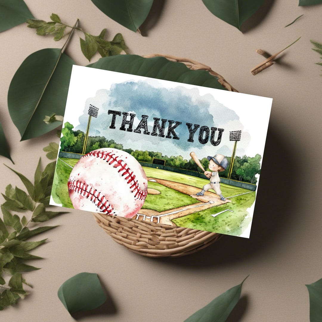 Editable Baseball Card, Baseball Thank You Card, Baseball Favor Card ...