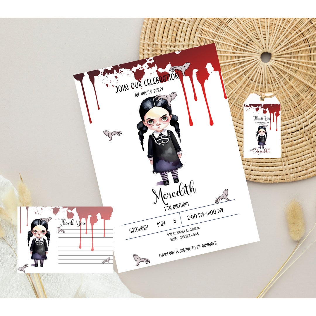 Wednesday Addams Birthday Invitation, Printable Wednesday Addams ...