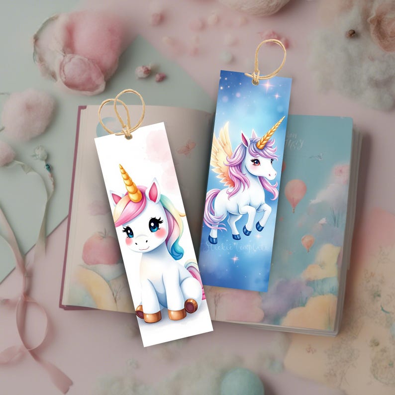 Unicorn Bookmarks Printable, Book Lovers Designs, Digital Baby Unicorn ...