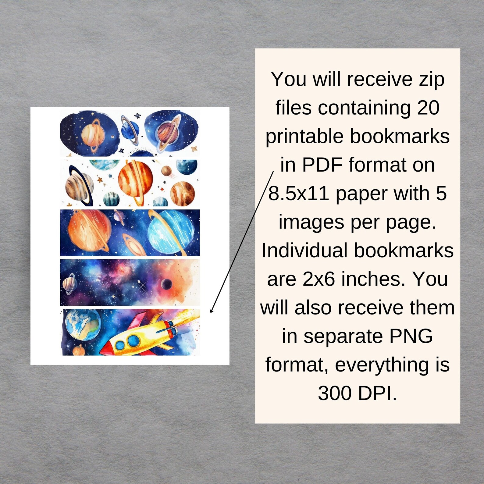 Space Bookmark Printable, Planets Rocket Bookmark Gift, Galaxy Gift ...