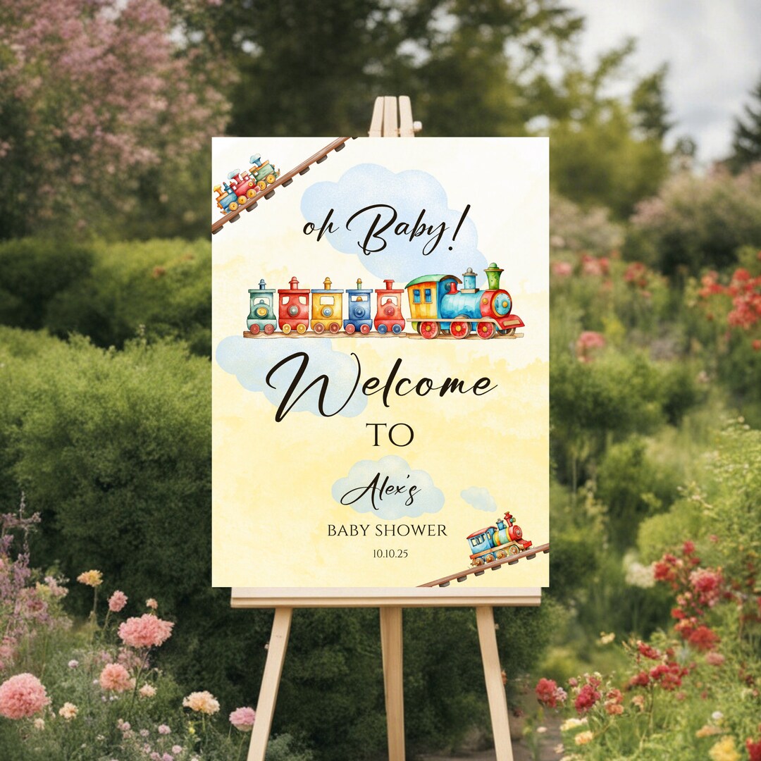 Train Welcome Sign, Baby Shower Welcome Sign, Train Birthday Welcome ...