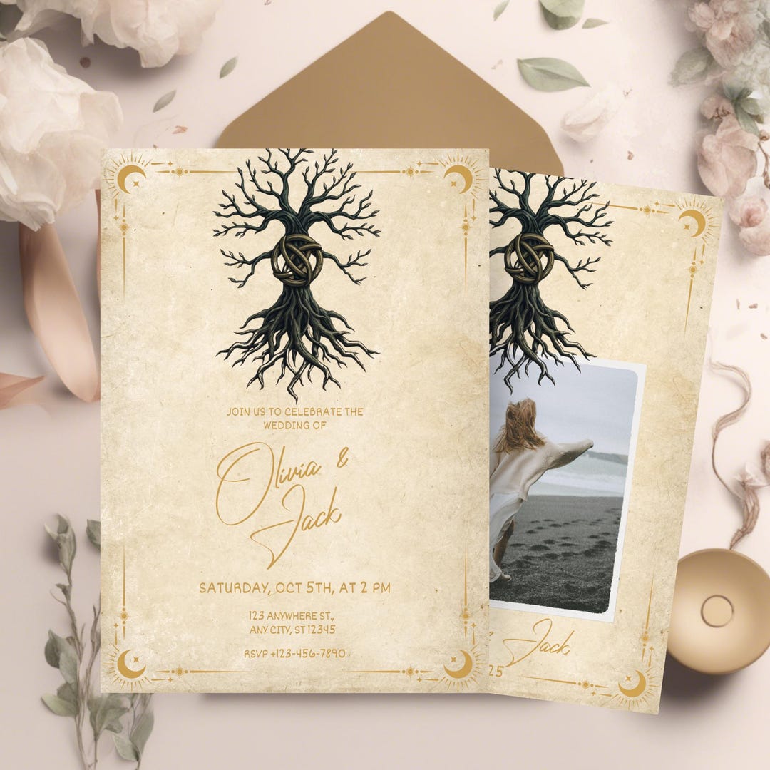 Celtic Wedding Invitation, Celtic Knot and Yggdrasil Tree Wedding ...