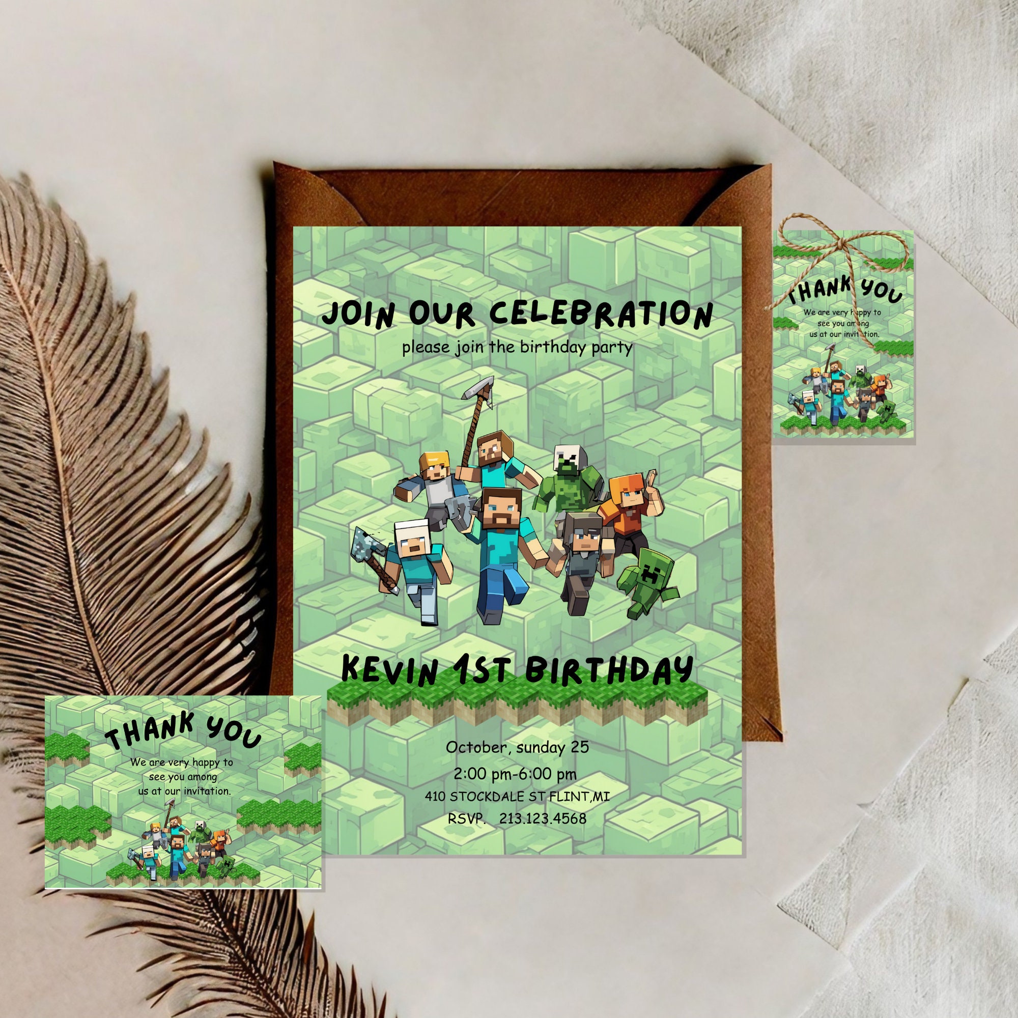 Editable Minecraft Invitation Template, Minecrafter Birthday Party ...
