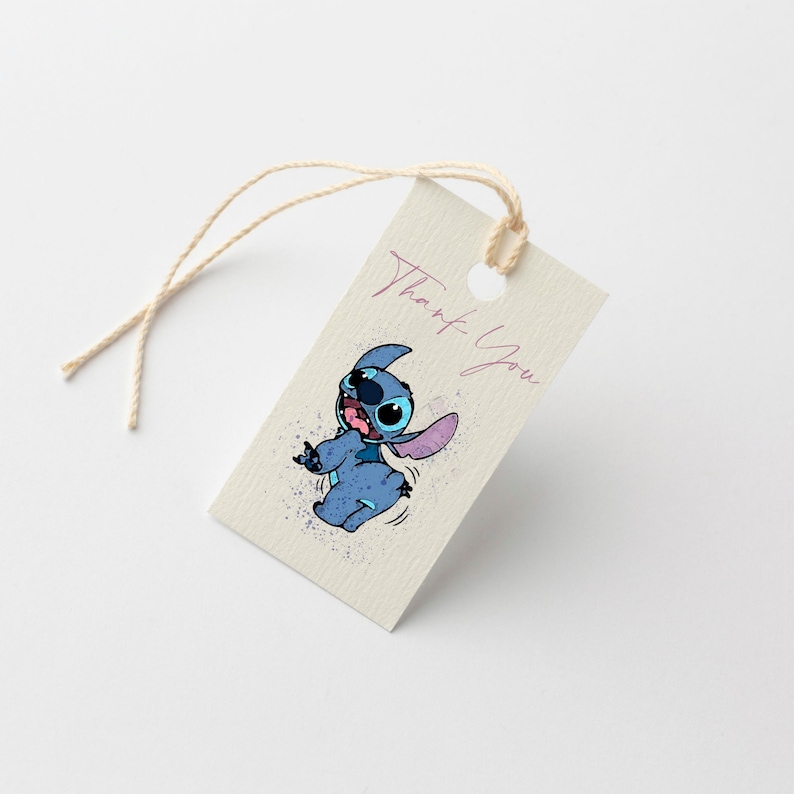 Stitch Birthday Thank You Tag Template Personalized Digital - Etsy