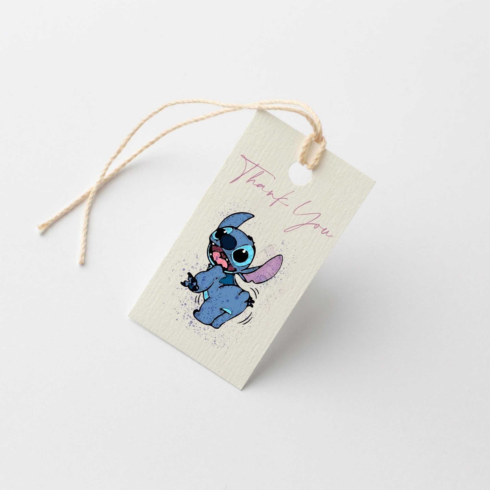 Stitch Birthday Thank You Tag Template Personalized Digital - Etsy