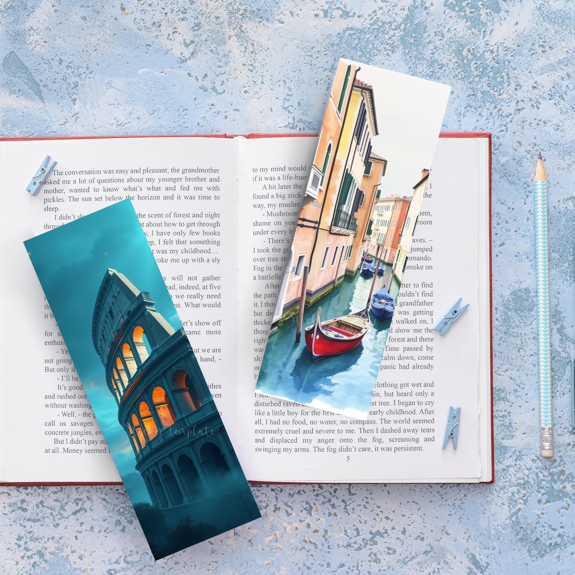 Italy Bookmark Printable, World Travel Bookmark, Watercolor Rome- Pisa ...