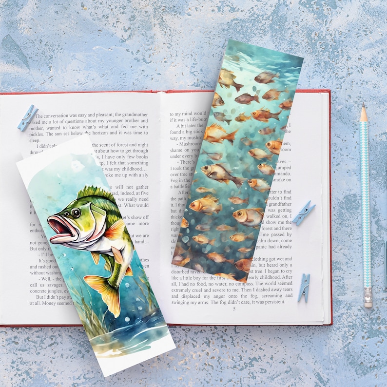 Fishing Bookmark Printable, Digital Bookmark Gift, Book Lovers Designs ...