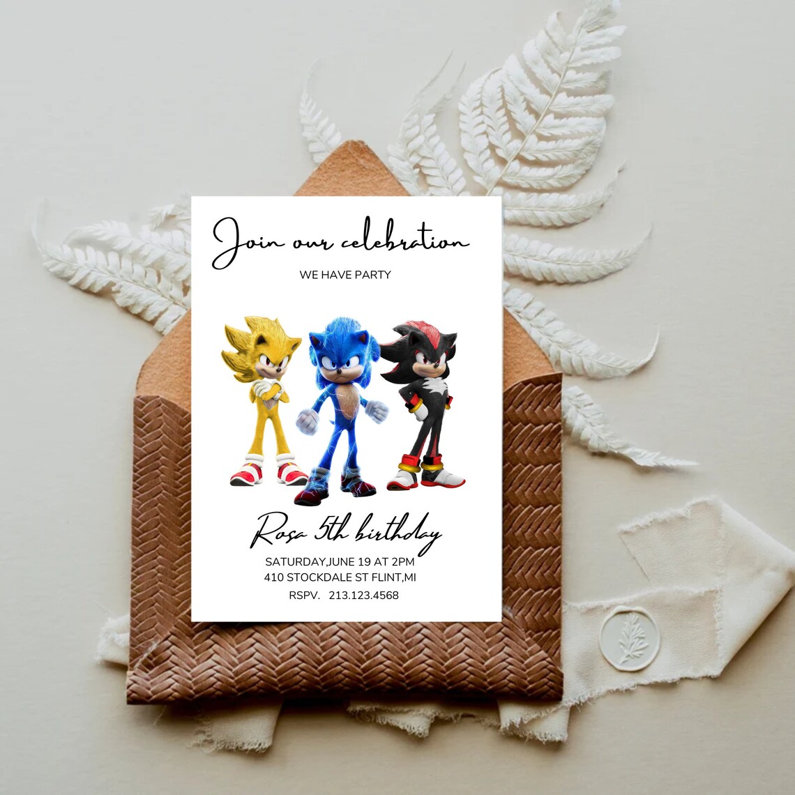 Sonic Invitation Plantilla de invitación de cumpleaños de - Etsy España