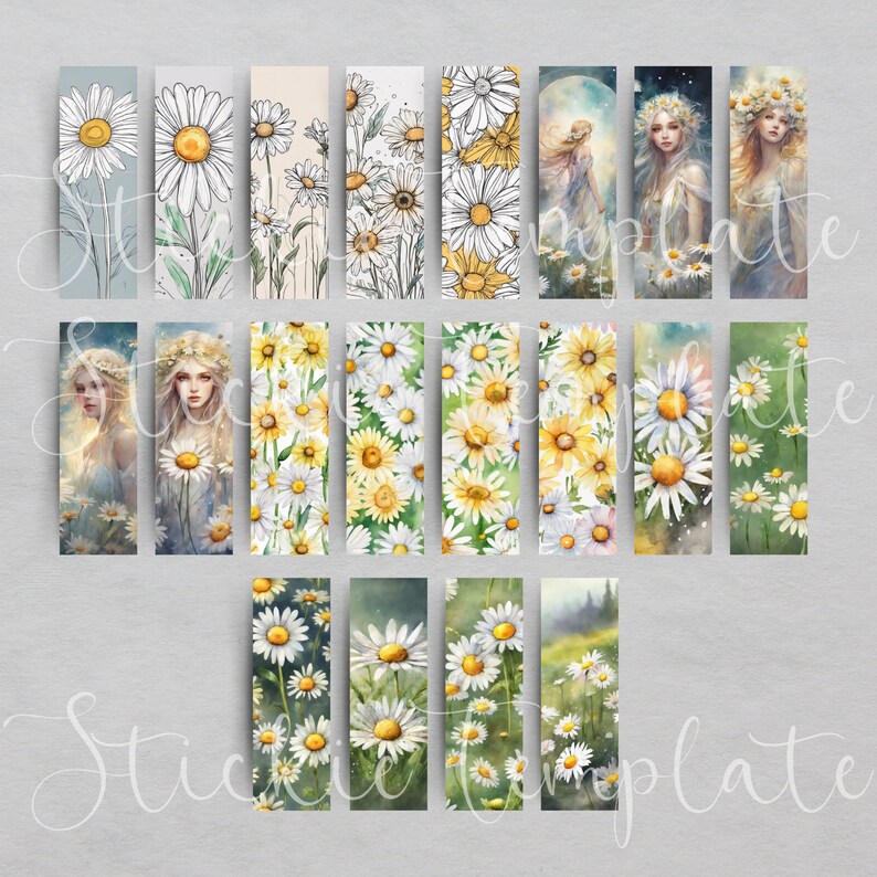 Flowers Bookmark Printable, Daisy Flowers Lovers Designs, Digital ...
