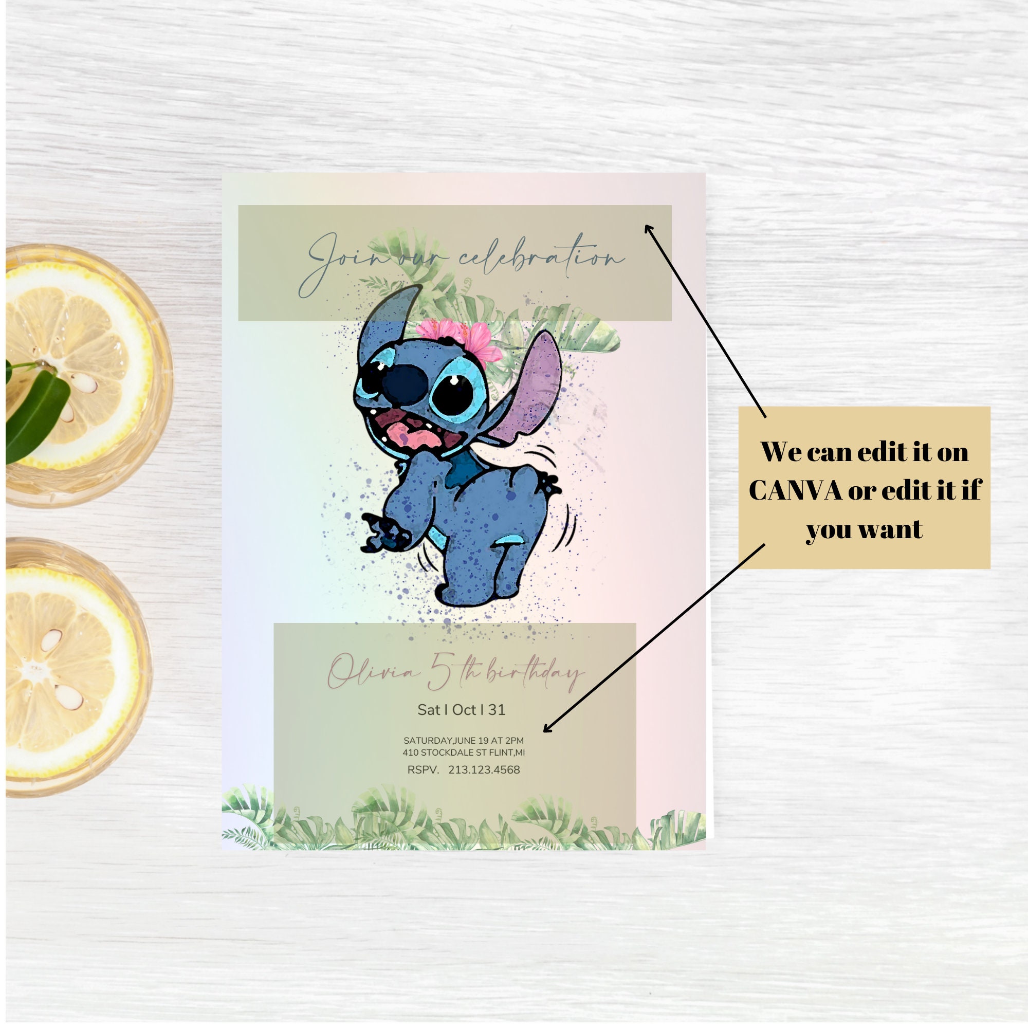Stitch Birthday Girl Invitation Template Personalized Digital - Etsy