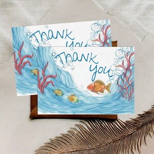 Oneder the Sea Thank You Card, Ocean Animals Birthday Thank You Card ...
