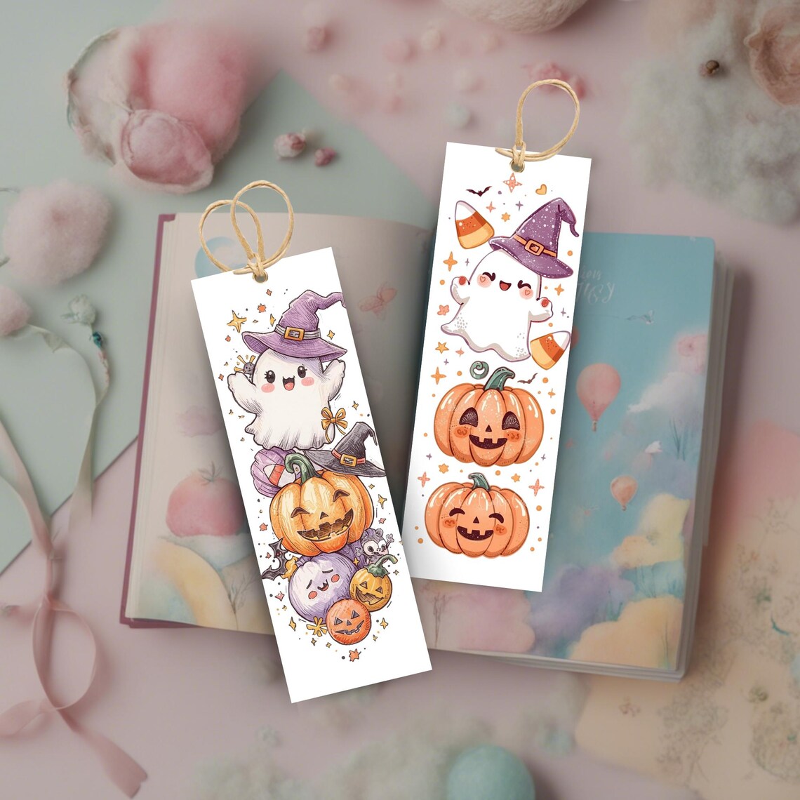 Cute Boo Halloween Bookmark Printable, Ghost and Pumpkin Gift Bookmark ...